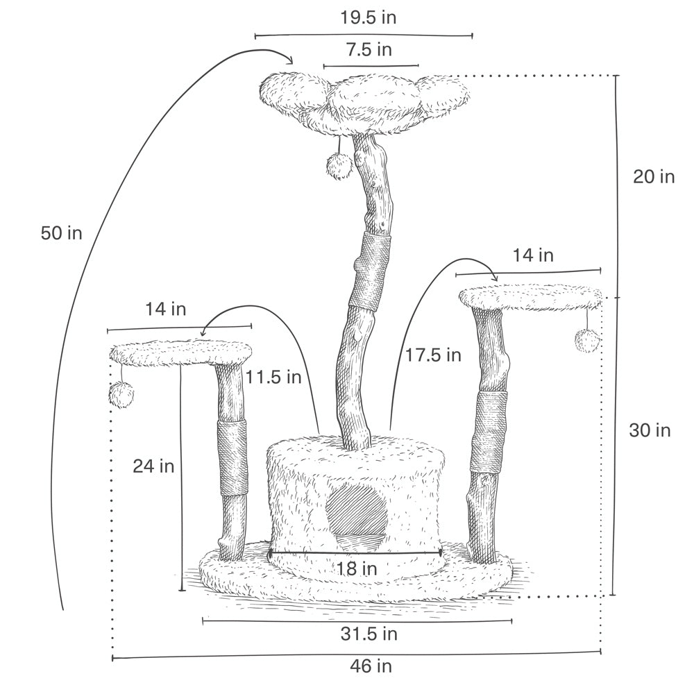 Large Cat Tree, Cat Tree With Scratching Post, 3 Tier Cat Tower – Mau