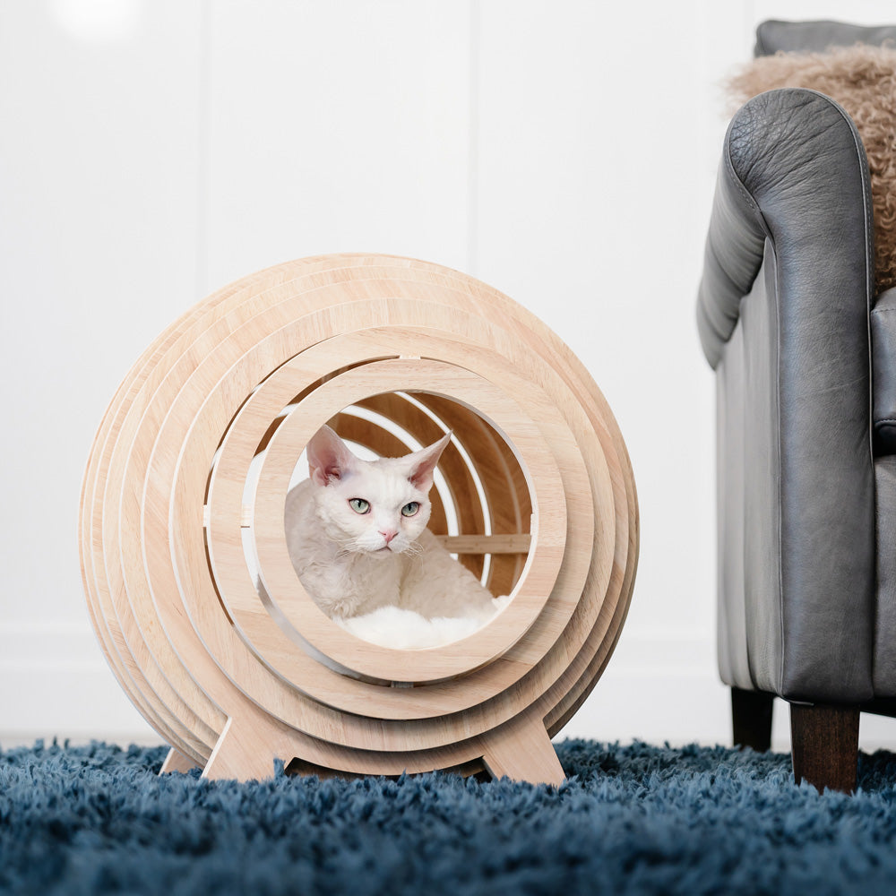 Modern Sphere Cat Bed, Wooden Cat Bed, Cat Bed Cave | Mau